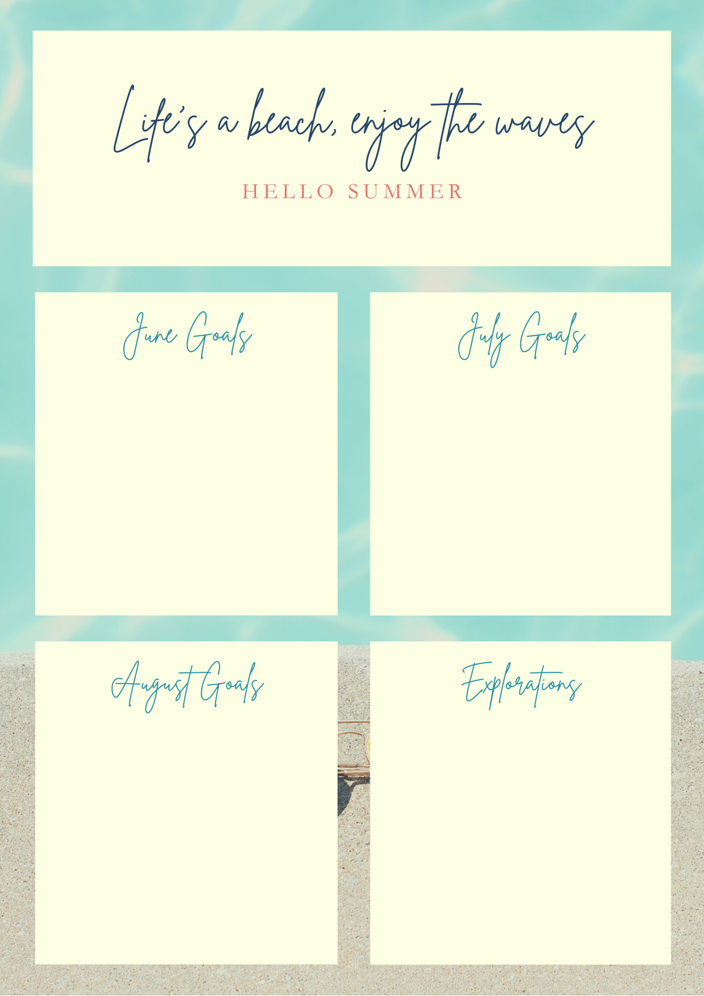 Summer Goals: Printable